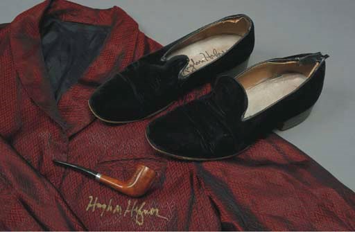 HUGH HEFNER SIGNED ROBE, SLIPPERS AND PIPE | Christie's