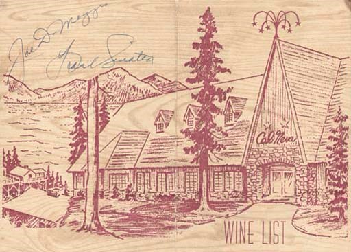 FRANK SINATRA AND JOE DIMAGGIO SIGNED WINE LIST , 1960S | Christie's