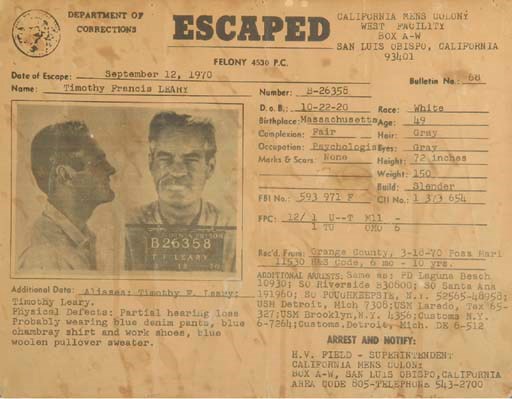 TIMOTHY LEARY WANTED POSTER , 1970 | Christie's