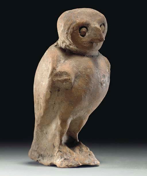A GREEK TERRACOTTA OWL , HELLENISTIC PERIOD, CIRCA 3RD-1ST CENTURY B.C ...