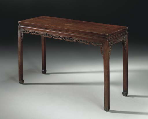 A CHINESE HARDWOOD RECTANGULAR HALL TABLE