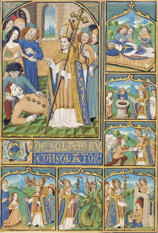 MIRACLES OF ST BENIGNUS, large miniature with six marginal miniatures ...