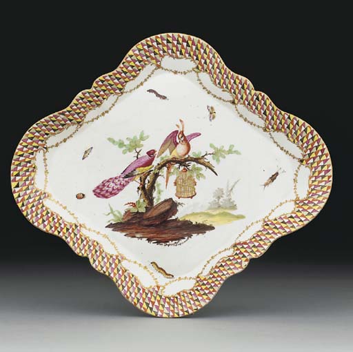 A HÖCHST LOZENGE-SHAPED DEJEUNER TRAY