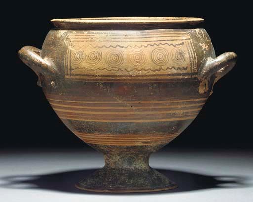 A GREEK PROTOGEOMETRIC POTTERY KRATER , MID 9TH CENTURY B.C. | Christie's