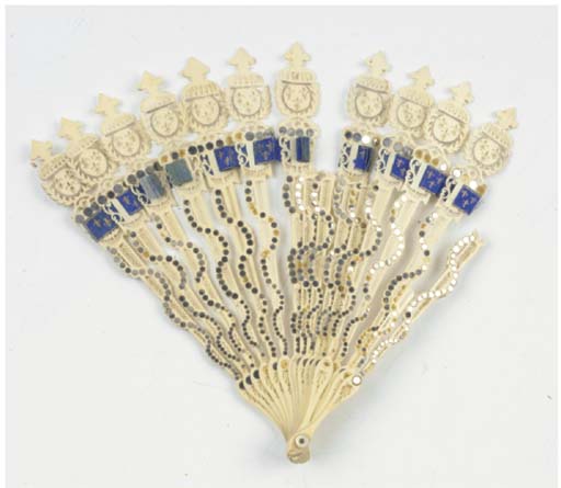 LOUIS XV111, A RARE ROYALIST BONE BRISE FAN