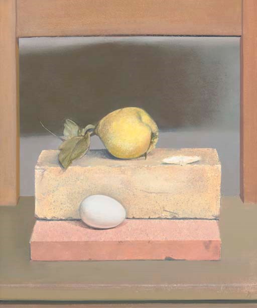 David Tindle, R.A. (b. 1932) , Quince with Egg | Christie's
