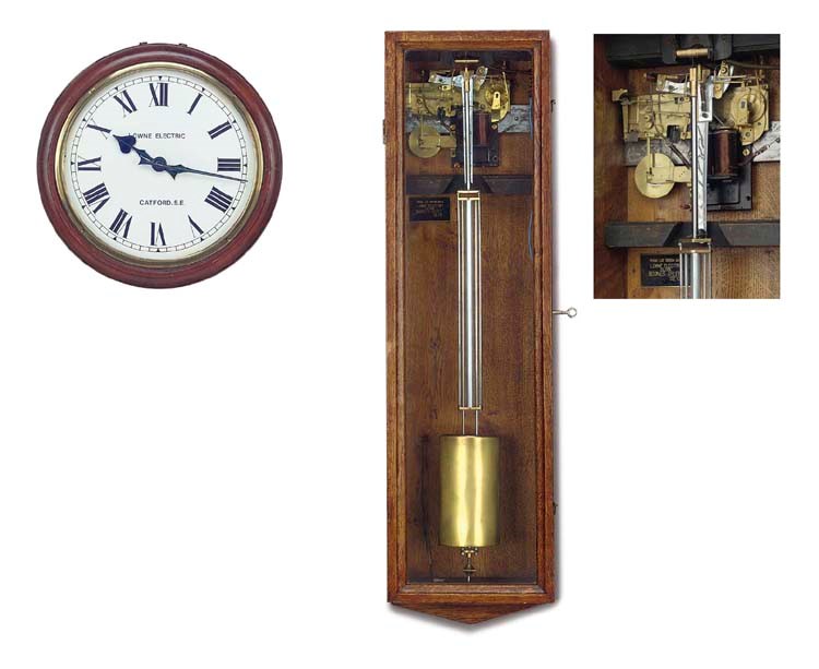 Lowne Electric. An English oak battery-electric master clock, circa ...