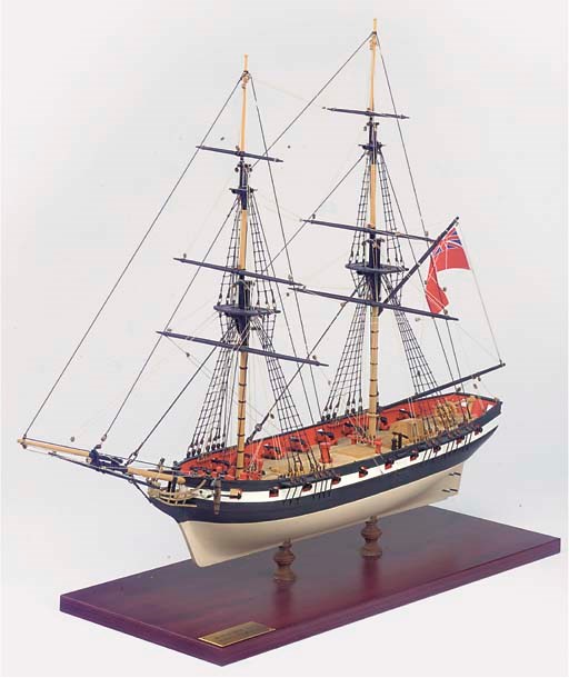 A WELL-PRESENTED MODEL OF A LATE EIGHTEENTH CENTURY ROYAL NAVY 18-GUN ...