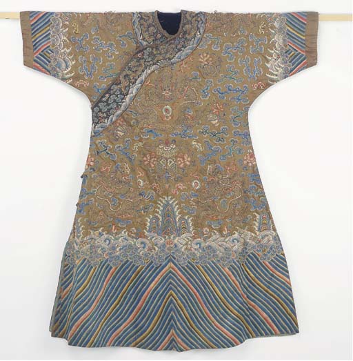 A FORMAL COURT ROBE (CHI FU) OF BROWN SATIN