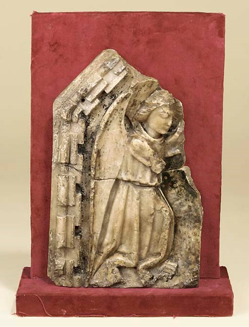 A NOTTINGHAM ALABASTER FRAGMENT OF THE ANGEL GABRIEL , 15TH CENTURY ...