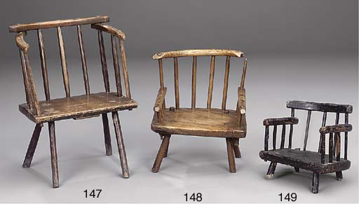 AN IRISH PAINTED STICK BACK CHILD'S CHAIR