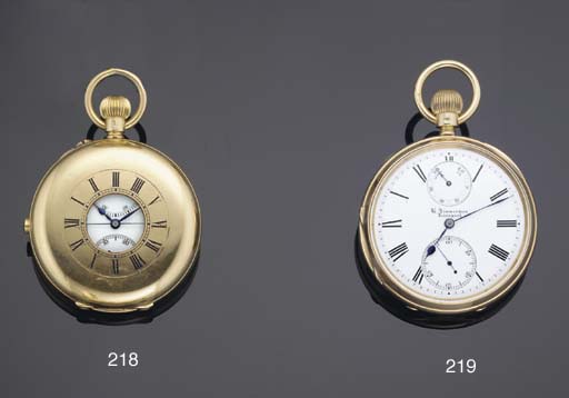 K Zimmermann. An 18ct Gold Open Faced Free Sprung Keyless Fusee Watch ...