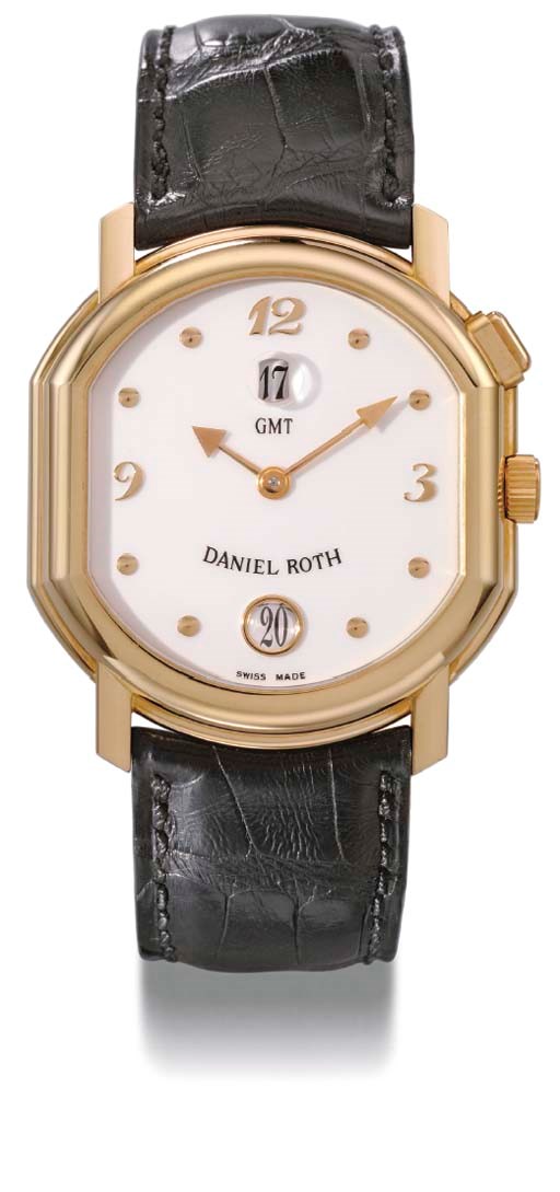 Daniel Roth. An 18K gold barrel-shaped self-winding dual time ...