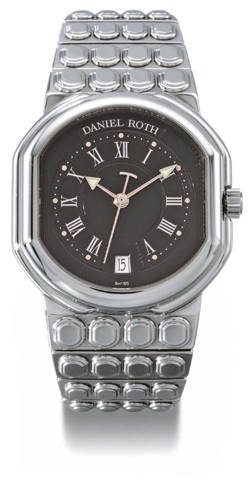 Daniel Roth. A stainless steel barrel-shaped self-winding wristwatch ...