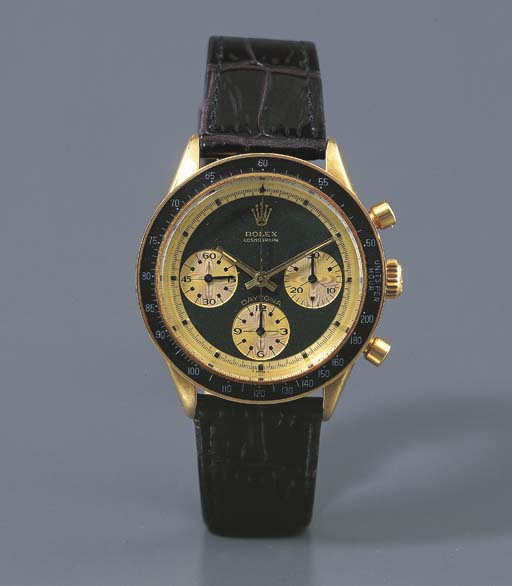 ROLEX. A RARE 14K GOLD CHRONOGRAPH WRISTWATCH