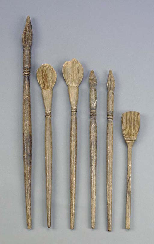 A GROUP OF SIX CARVED PAINT BRUSHES, , AMERICAN, 19TH CENTURY | Christie's