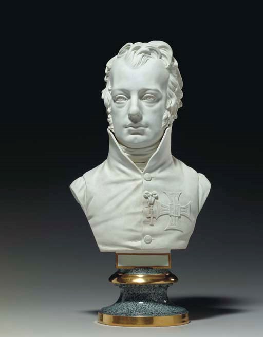 A VIENNA BISCUIT PORTRAIT BUST OF A NOBLE GENTLEMAN , FIRST QUARTER OF ...