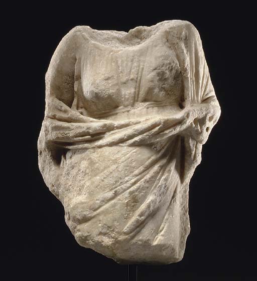A LATE HELLENISTIC TO EARLY ROMAN MARBLE FEMALE TORSO