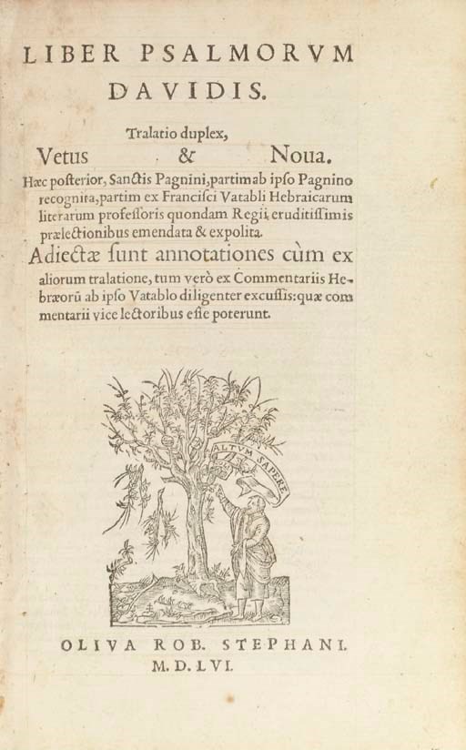 [ESTIENNE PRESS]. BIBLE, Psalms, in Latin. Liber Psalmorum Davidis ...