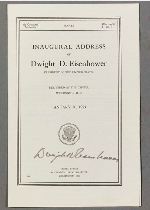 EISENHOWER, Dwight D. (1890-1969). Printed document signed ("Dwight D ...