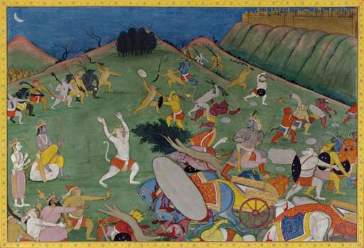 A Scene from the Ramayana: Battle between Rama's allies and the Demon ...