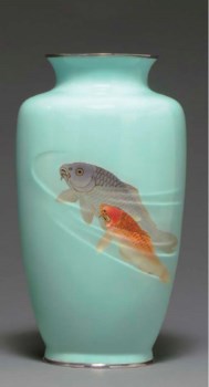 A Moriage Cloisonné Enamel Vase , MEIJI-TAISHO PERIOD (EARLY 20TH ...