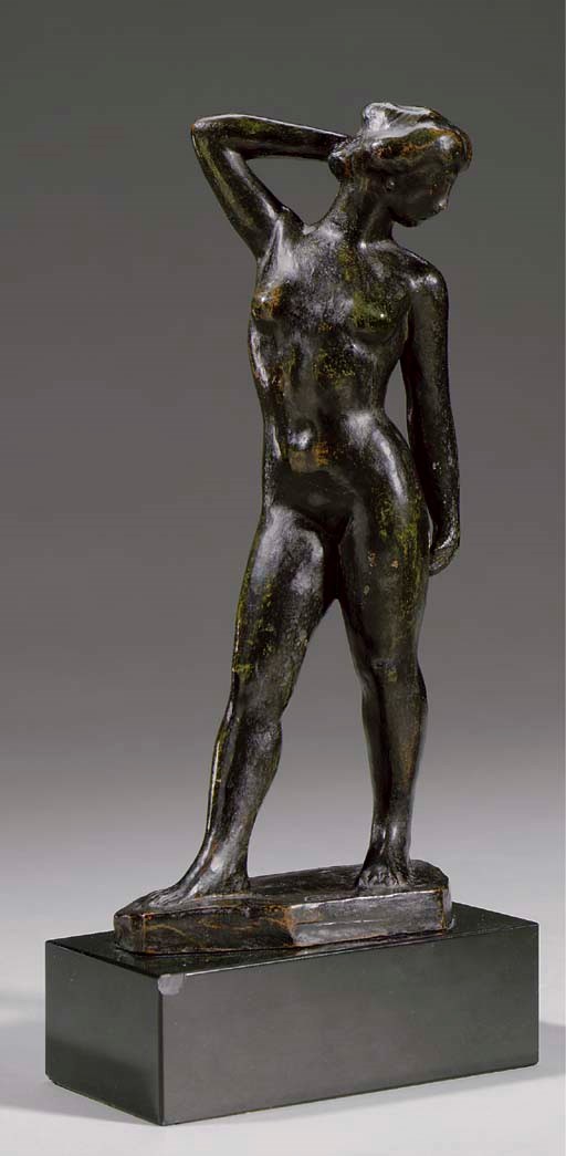 Aristide Maillol (1861-1944) , Baigneuse debout se coiffant, le coude ...