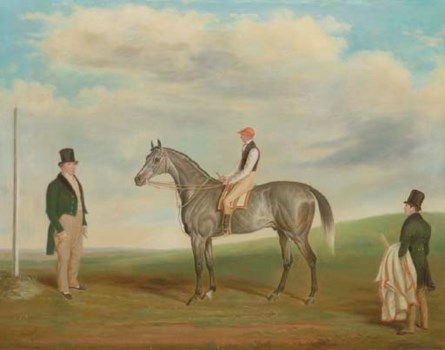 James Loder of Bath (British, 1784-1860) , A Grey Racehorse with Jockey ...