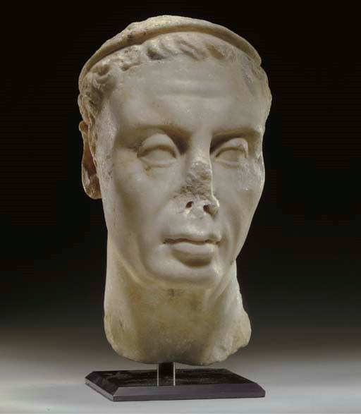 A GREEK MARBLE PORTRAIT HEAD OF A HELLENISTIC KING , HELLENISTIC PERIOD ...