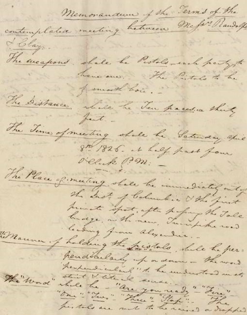 [CLAY--RANDOLPH DUEL]. CLAY Henry (1777-1852), Secretary of State, and ...