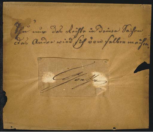 GOETHE, Johann Wolfgang von (1749-1832). Pièce autographe, et signature ...