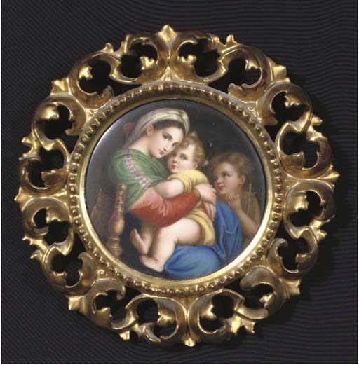 A Dresden circular 'Raphael Madonna' small plaque