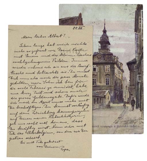 EINSTEIN, Albert (1879-1955). Two autograph postcards signed ('Papa ...