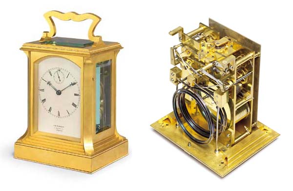 A rare Victorian gilt-brass and ebony timepiece in the form of a mortar ...