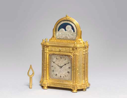 A rare Victorian gilt-brass and ebony timepiece in the form of a mortar ...