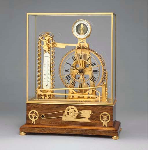 A French gilt-brass and rosewood automaton industrial wheel clock ...