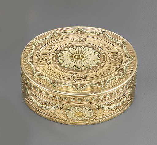 A VERY FINE LOUIS XV FOUR-COLOUR GOLD SNUFF-BOX , BY JEAN-BAPTISTE ...