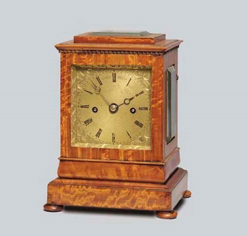 An early Victorian satinwood striking five-glass mantel clock , COUSENS ...