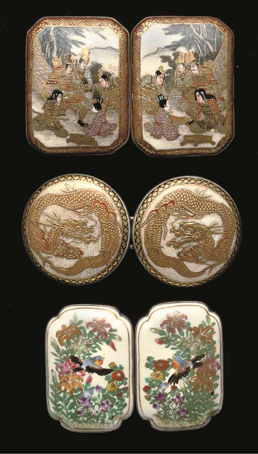 Fifteen Japanese Satsuma twin-section belt buckles, 19th/20th Century