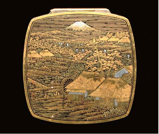 A Japanese Komai style box, impressed seal to base, Meiji Period ...