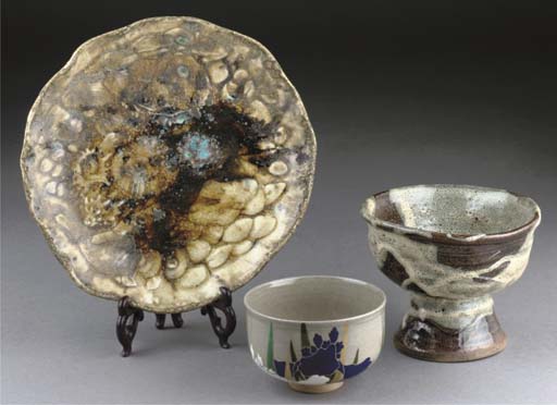 A Japanese Kyushu ware brown glazed pottery stembowl, 19th Century