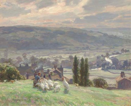 Frederick Stead (British, b.1863 fl.1892-1903) , Feeding the poultry ...