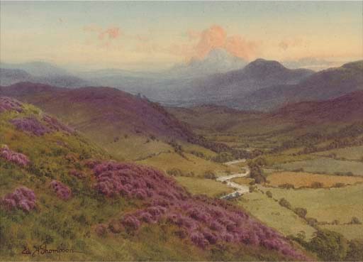 Edward H. Thompson (1866-1949) , Evening, heathertime in Mardale near ...
