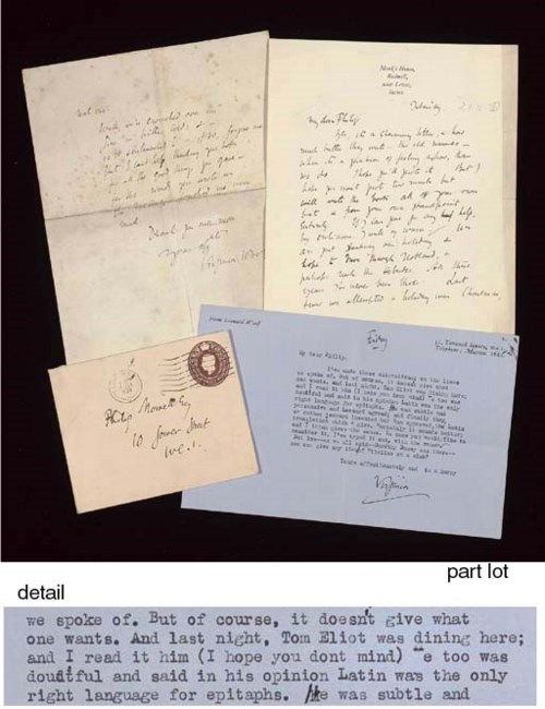 WOOLF, Virginia (1882-1941). Two autograph letters signed and one typed ...