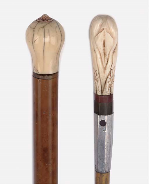 TWO CARVED IVORY WALKING CANES , LATE 19TH CENTURY | Christie's