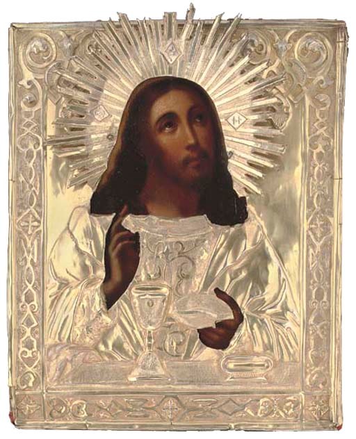 CHRIST WITH THE COMMUNION CHALICE AND BREAD , RUSSIAN (MOSCOW), 19TH ...