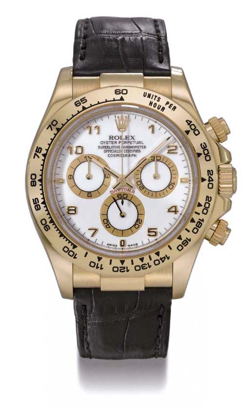 Rolex. A fine 18K gold self-winding water-resistant chronograph wristwatch