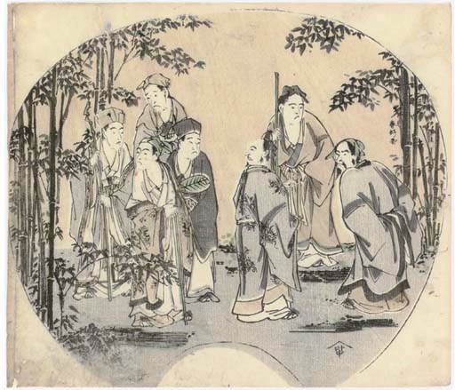 Katsukawa Shunko (1743-1812)Various artists, Eight fan prints (uchiwa-e ...