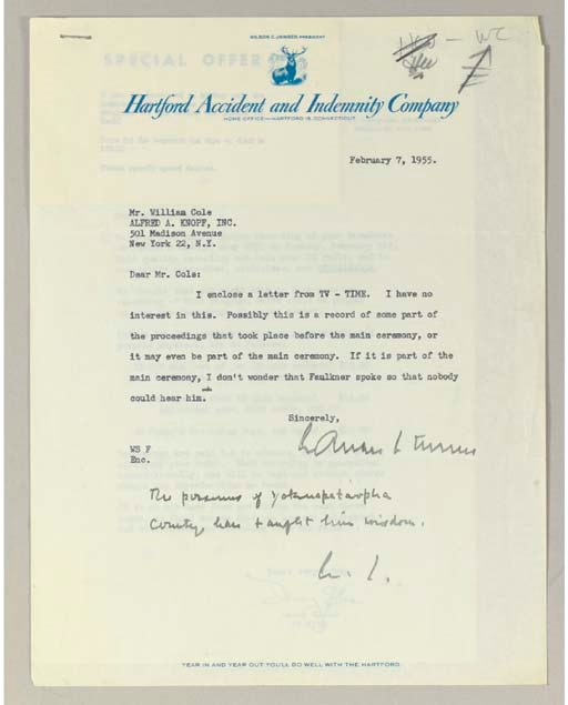 STEVENS, Wallace. Eleven typed letters signed ("Wallace Stevens") to ...