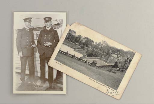 TWO POST CARDS, ONE WITH AN ENVELOPE FROM JACK PHILLIPS, CHIEF MARCONI ...